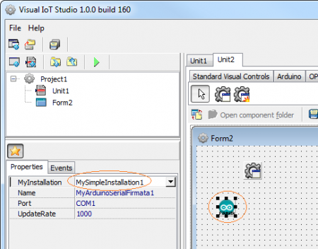 Add a visual installation component and connect it with the installation component